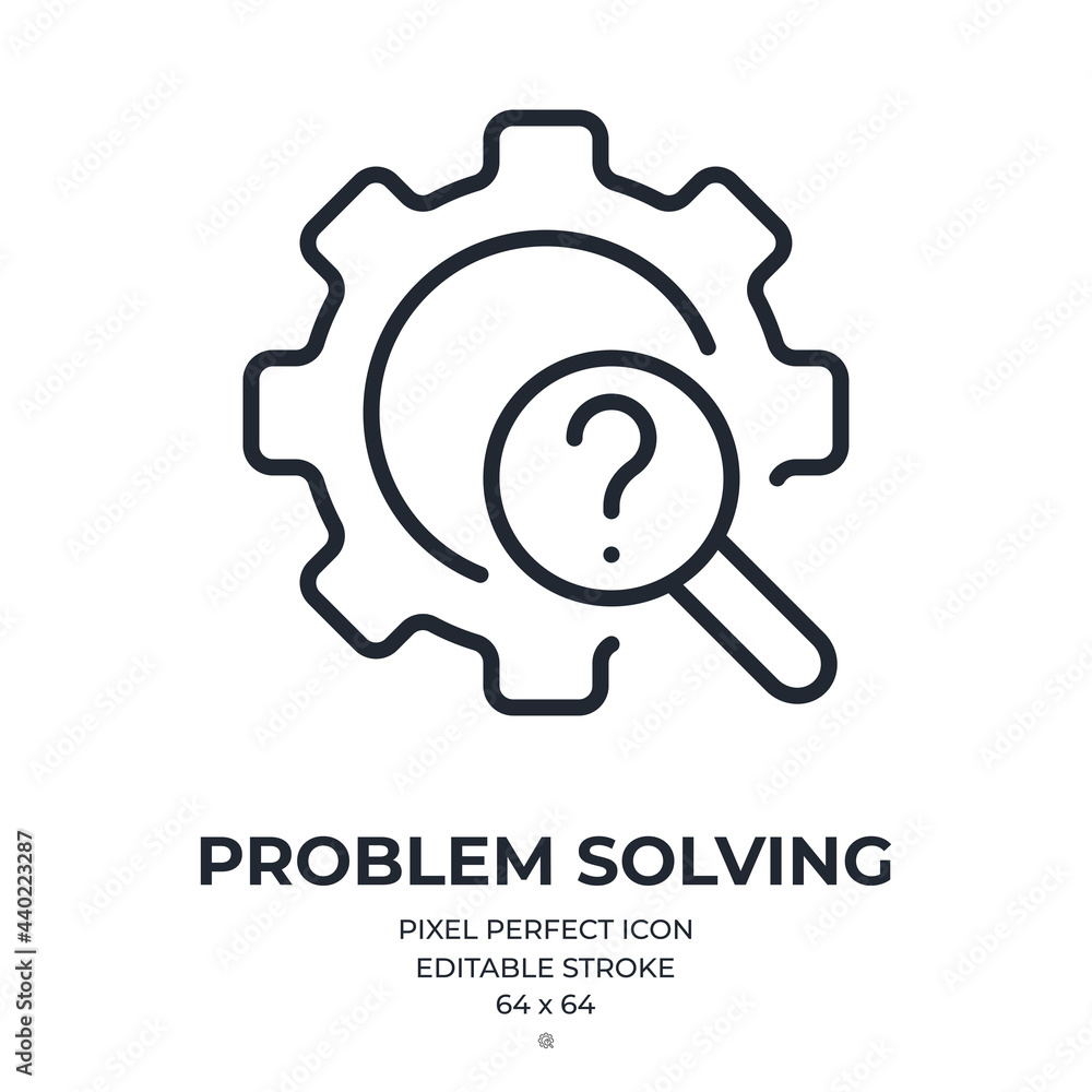 Problem solving concept. Cogwheel with a question mark editable stroke ...