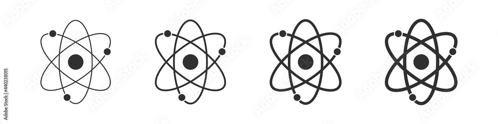 Atom icons set isolated on white background. Structure of the nucleus ...