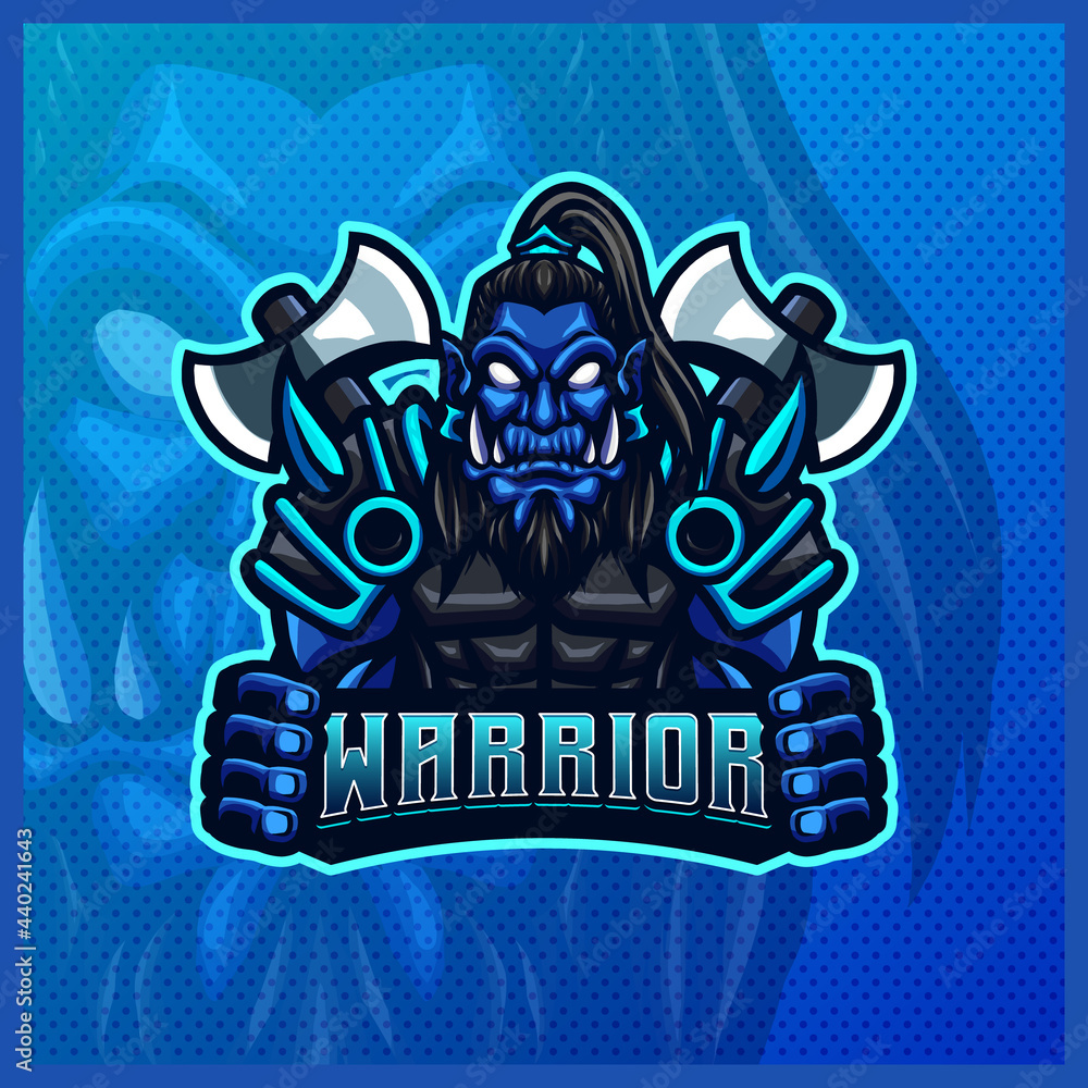 Orc Viking Gladiator Warrior mascot esport logo design illustrations ...