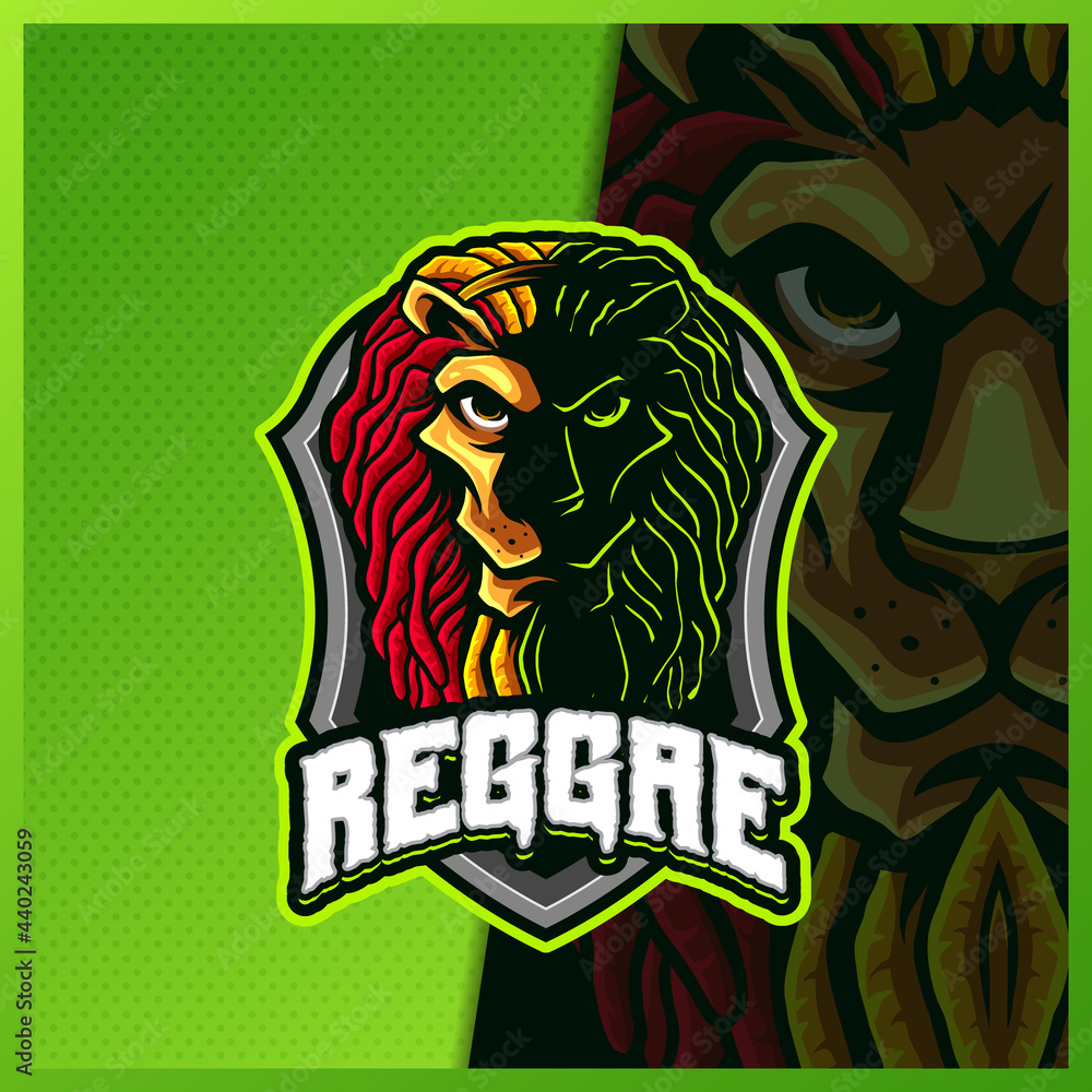 Reggae Lion Silhouette mascot esport logo design illustrations vector ...