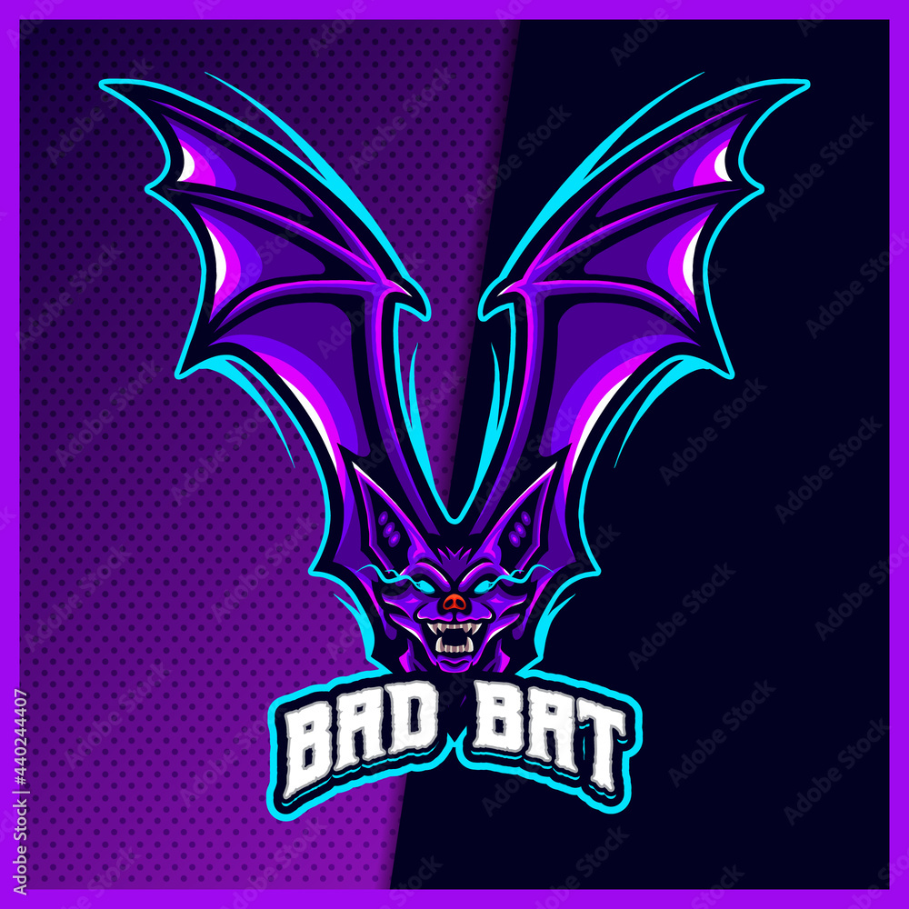 Flying V Bats mascot esport logo design illustrations vector template ...