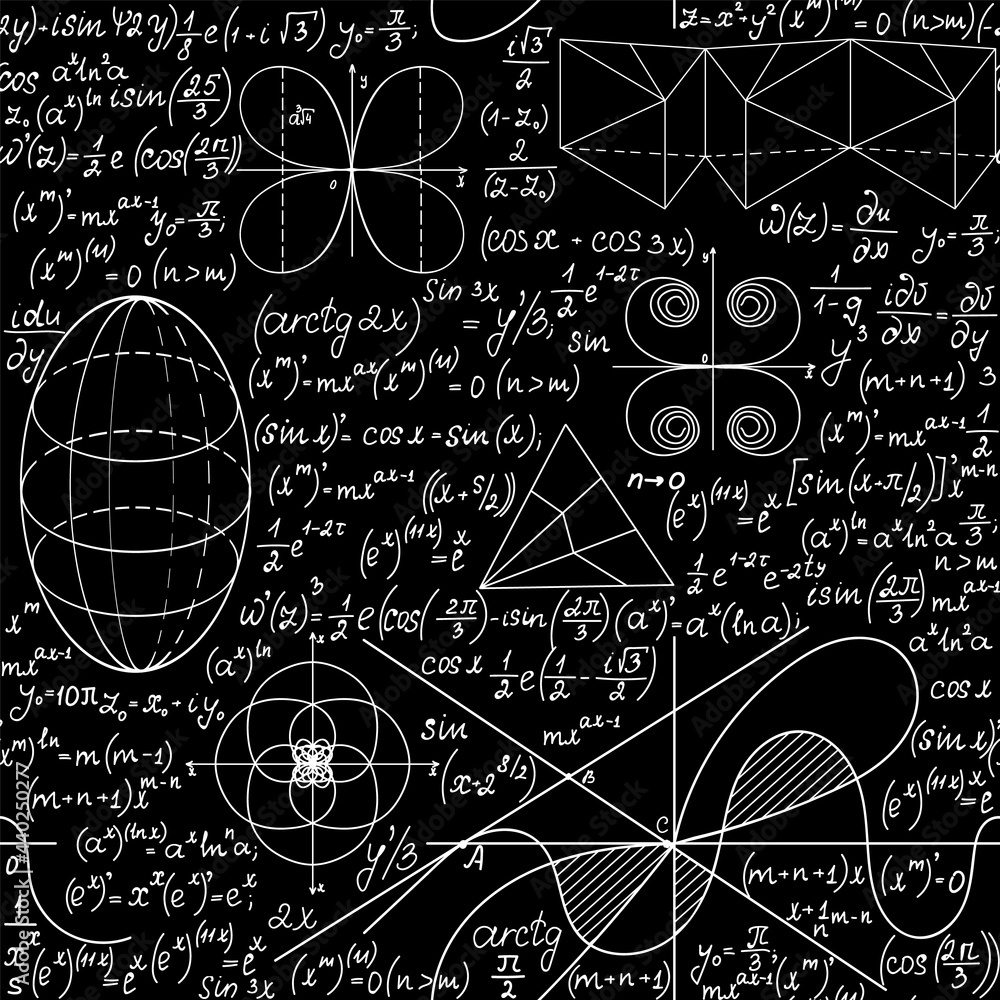Math Vector Seamless Texture With Formulas Calculations Figures