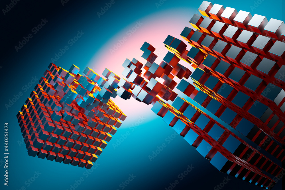 Abstract floating data cubes structure with cube shaped particles Stock ...