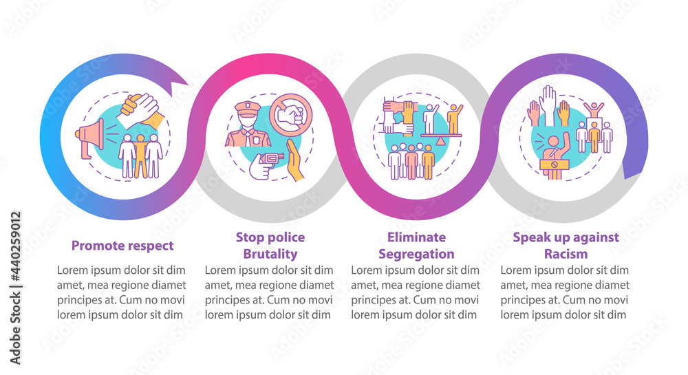 Confronting racism vector infographic template. Stop segregation ...