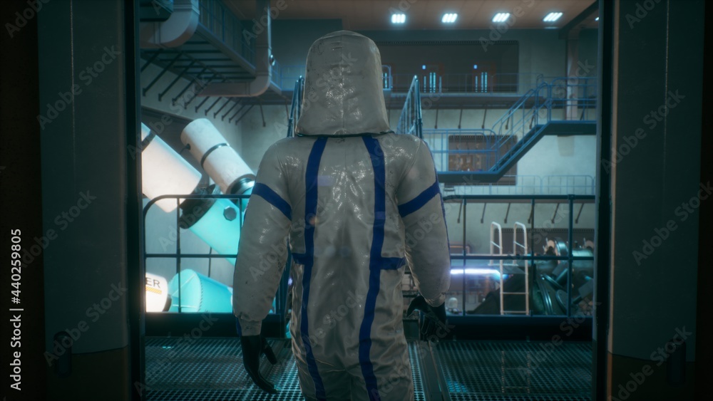 Scientists watch the work of a time machine or a futuristic ...