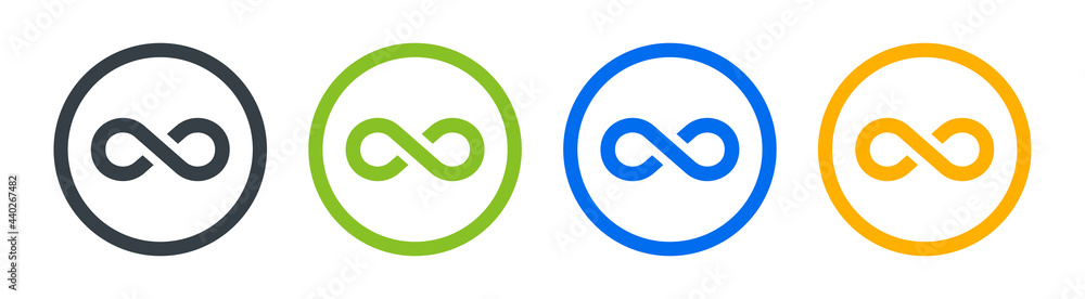 Infinity symbol icons set. Circle button Stock Vector | Adobe Stock