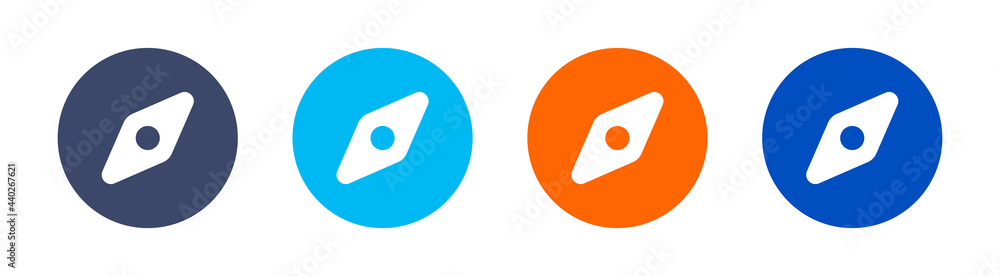 Compass icon set in different color design. Navigation concept Stock ...