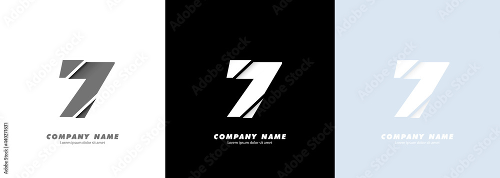 Abstract art number 7 logo. Broken design. Vector EPS 10. Isolated on ...
