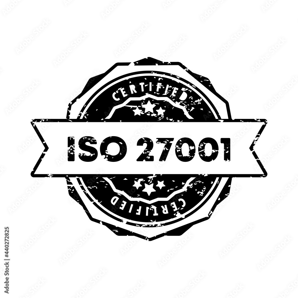 ISO 27001 stamp. Vector. ISO 27001 badge icon. Certified badge logo ...