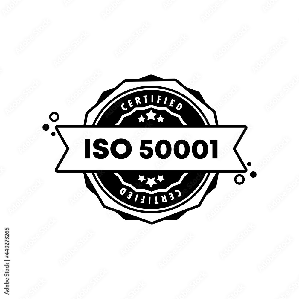 ISO 50001 badge. Vector. ISO 50001 standard certificate stamp icon ...