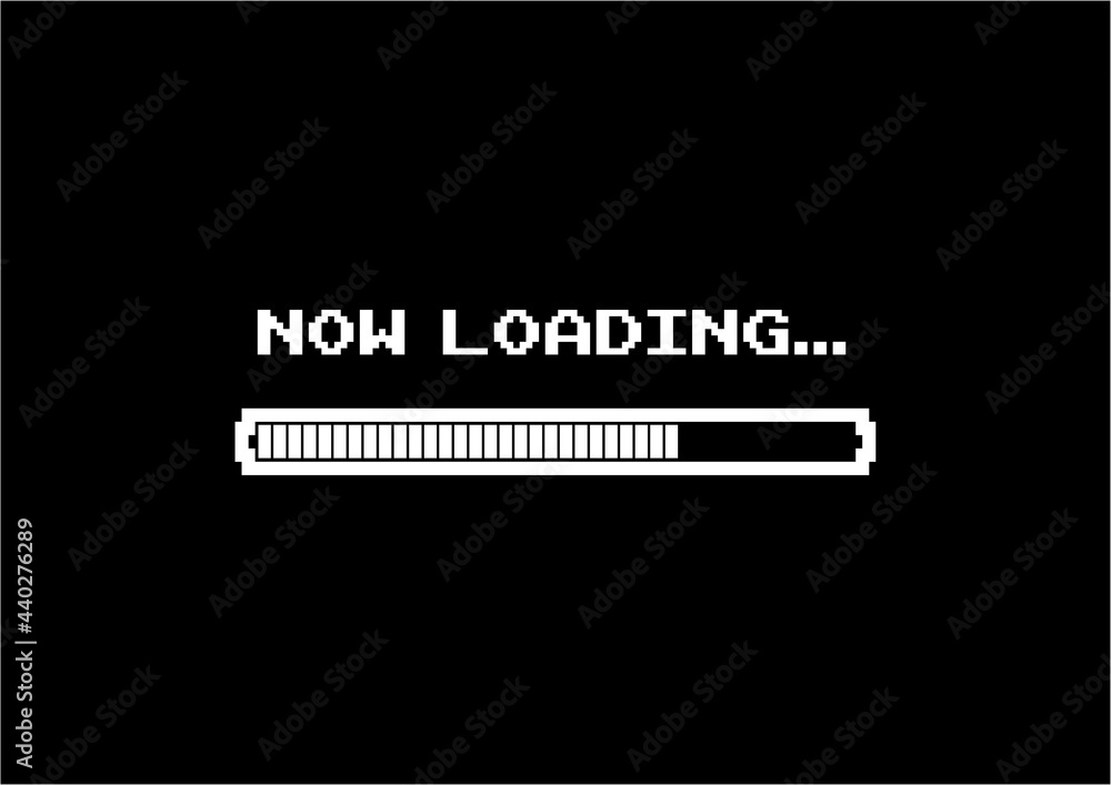 Now Loading Words and Load Bar in Retro 8 Bit Game Stock Vector | Adobe ...