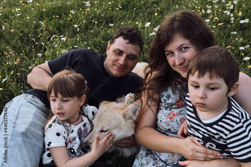 Young Caucasian European happy family with half breed white Swiss ...