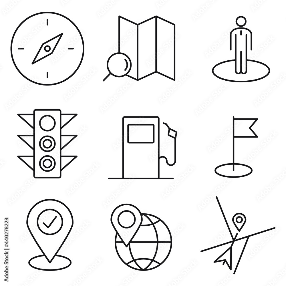 maps and location icon.maps and location set symbol vector elements for ...