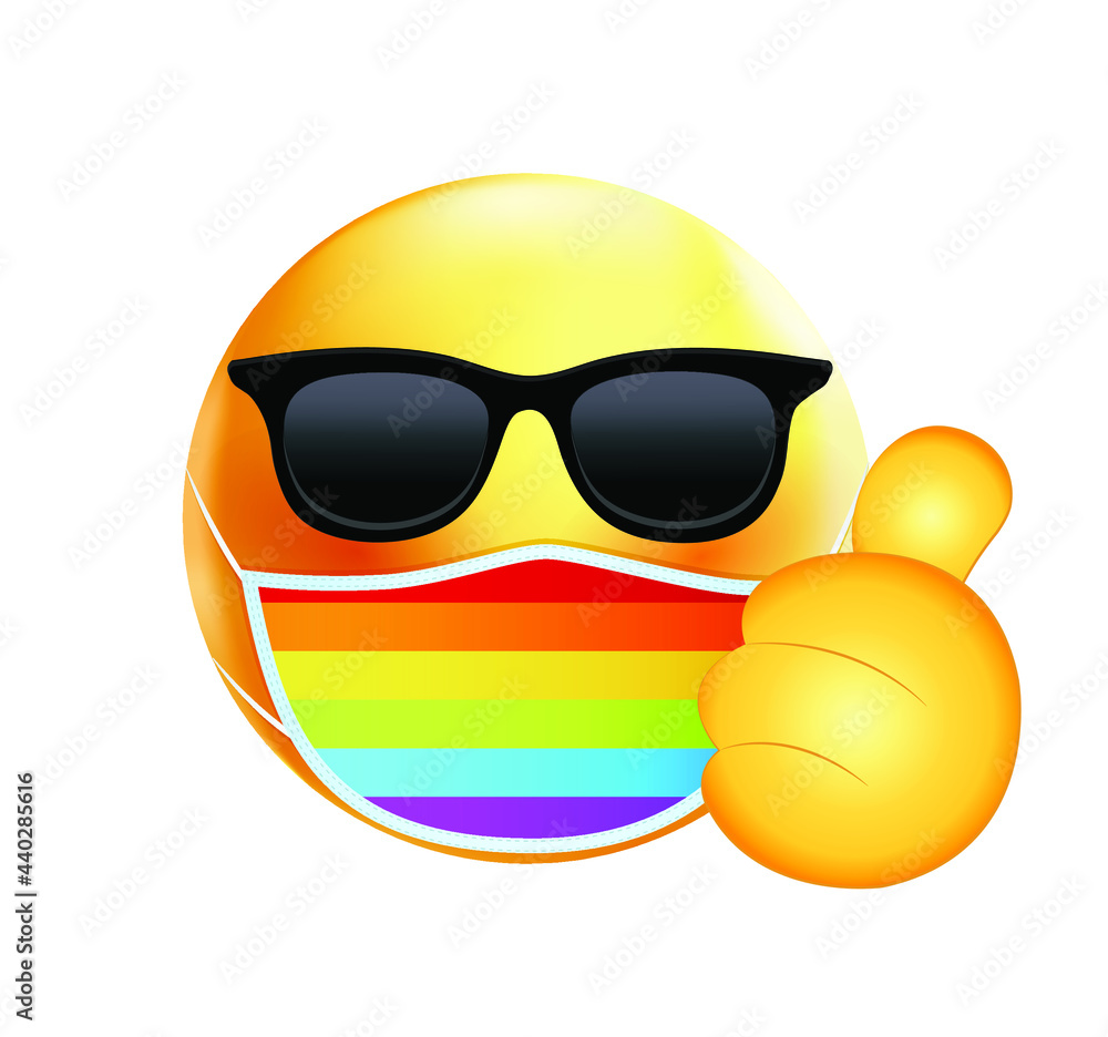 High quality emoticon on white background. Pride emoji. Mask emoticon ...