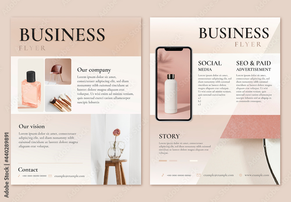 Business Flyer Template in Feminine Style Design Stock Template | Adobe ...