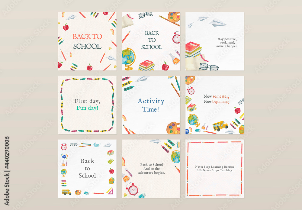 Back to School Template Editable Set Stock Template | Adobe Stock