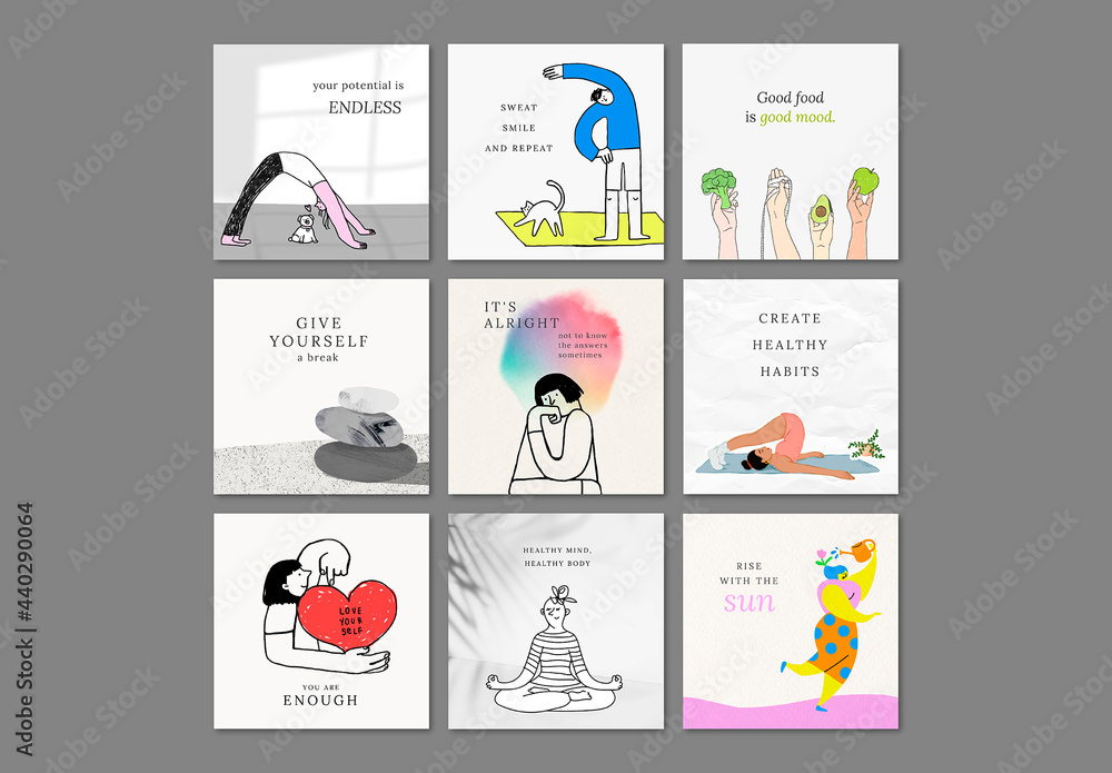 Health and Wellness Layout Set Stock Template | Adobe Stock