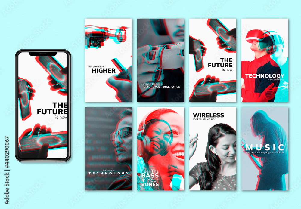 Advanced Technology Layout with Double Exposure Effect Stock Template ...