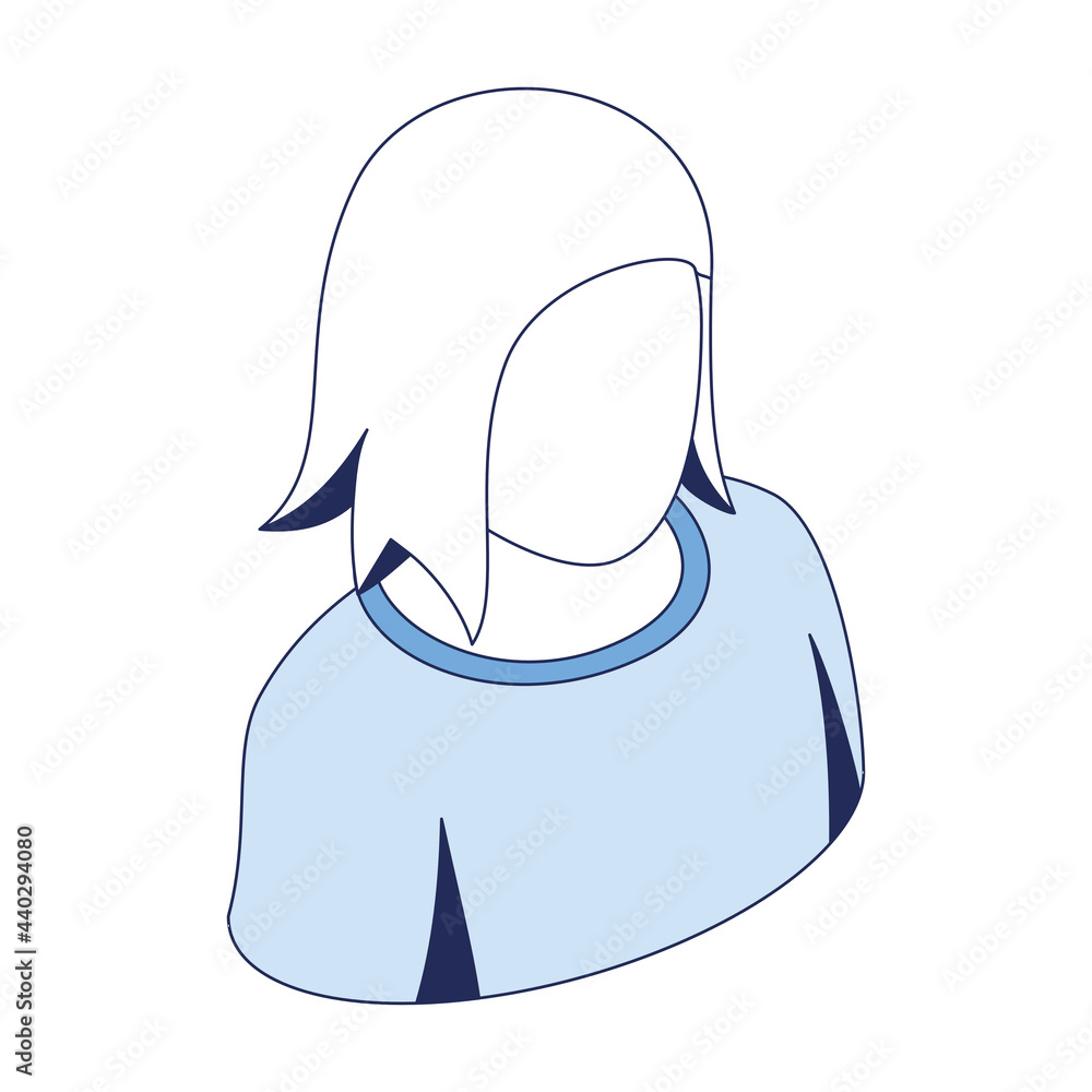 Girl torso. Vector 3d line isometric, color web icons, new flat style ...