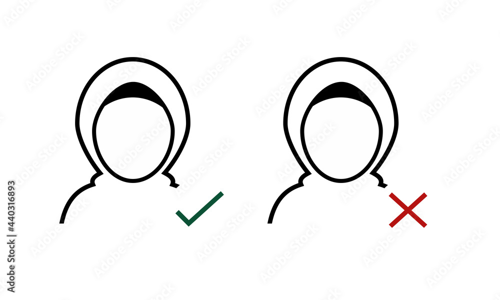 Muslim woman icon. Muslim female avatar wearing hijab with check mark ...