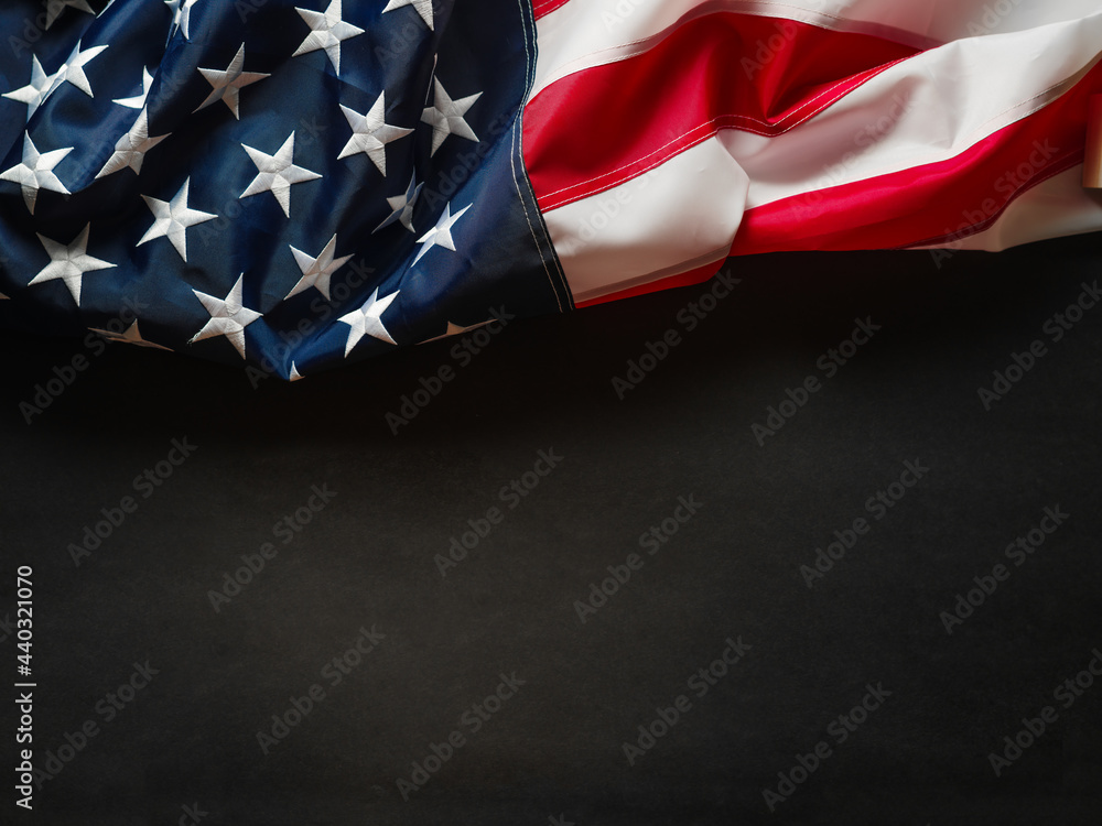 In the photo we see the American state flag. Symbolizes freedom and ...