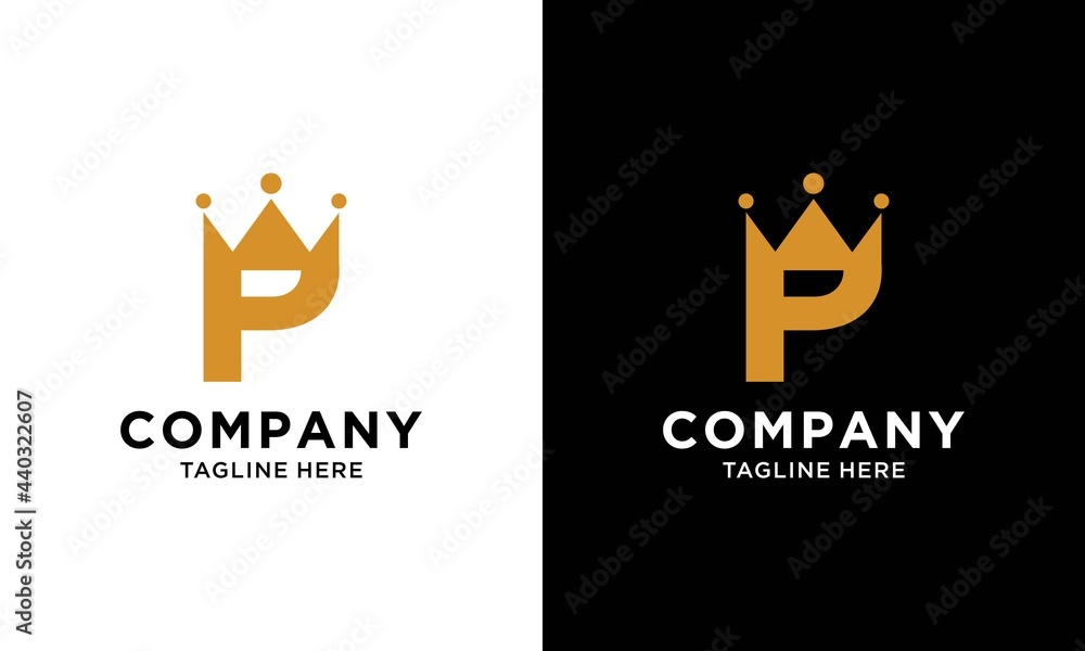 Letter P royal crown and luxury design template elements. Elegant ...