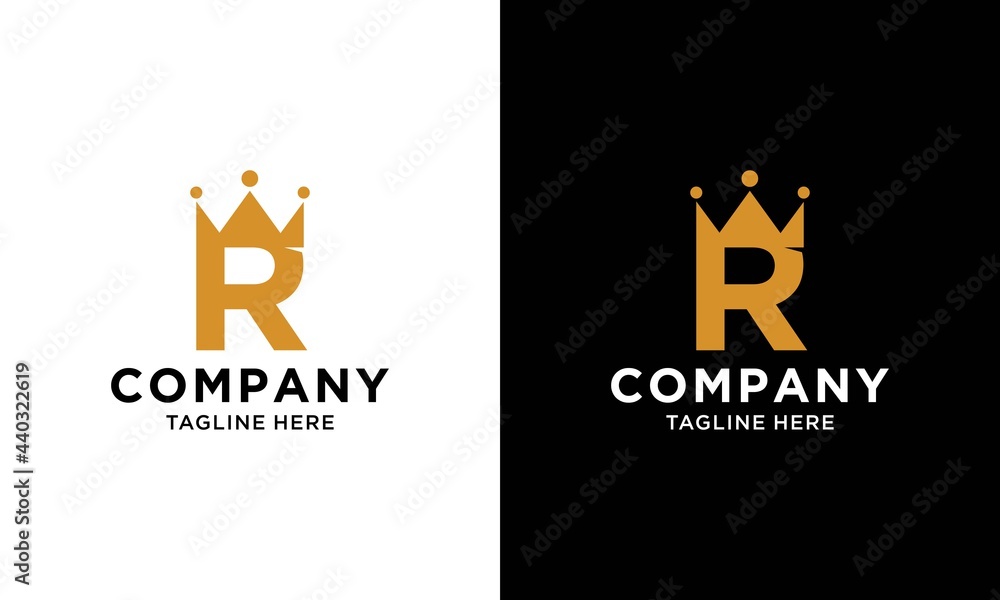 Letter R royal crown and luxury design template elements. Elegant ...