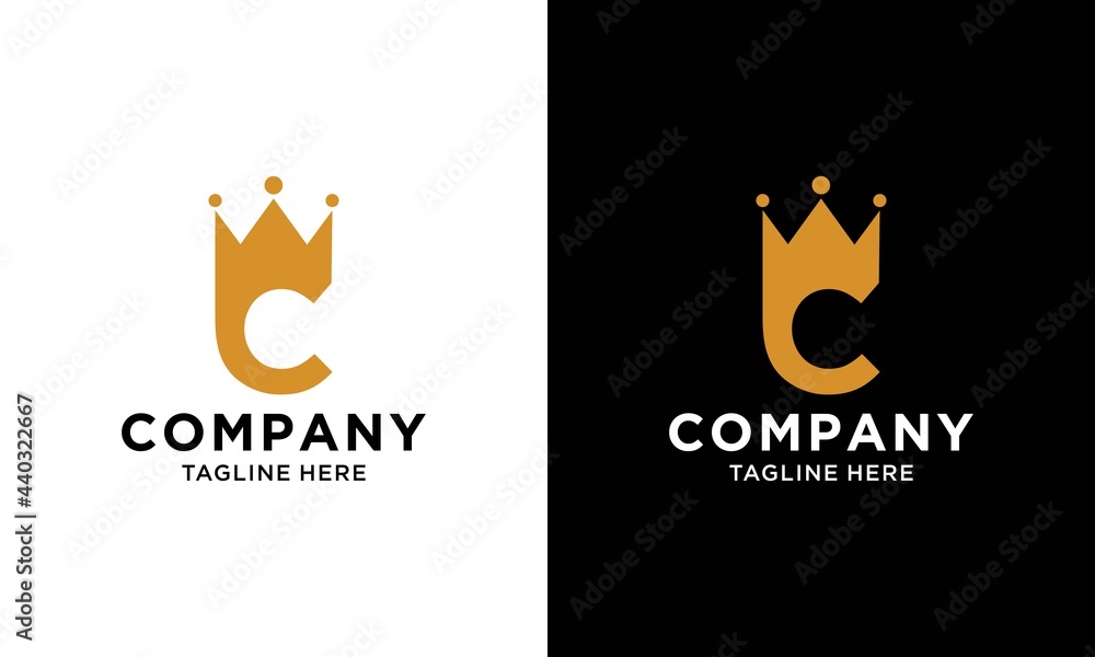 Letter C royal crown and luxury design template elements. Elegant ...