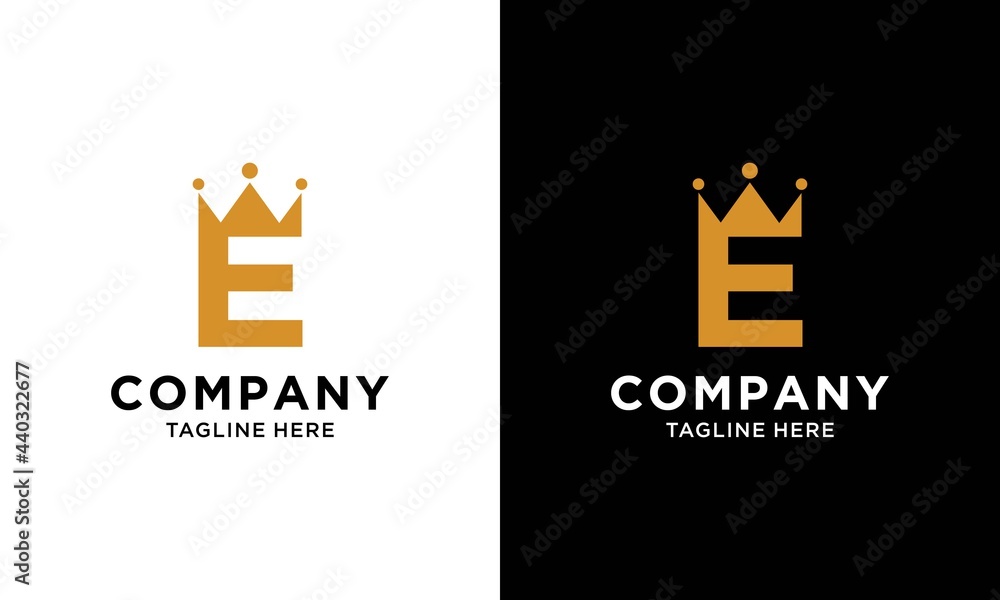 Letter E royal crown and luxury design template elements. Elegant ...