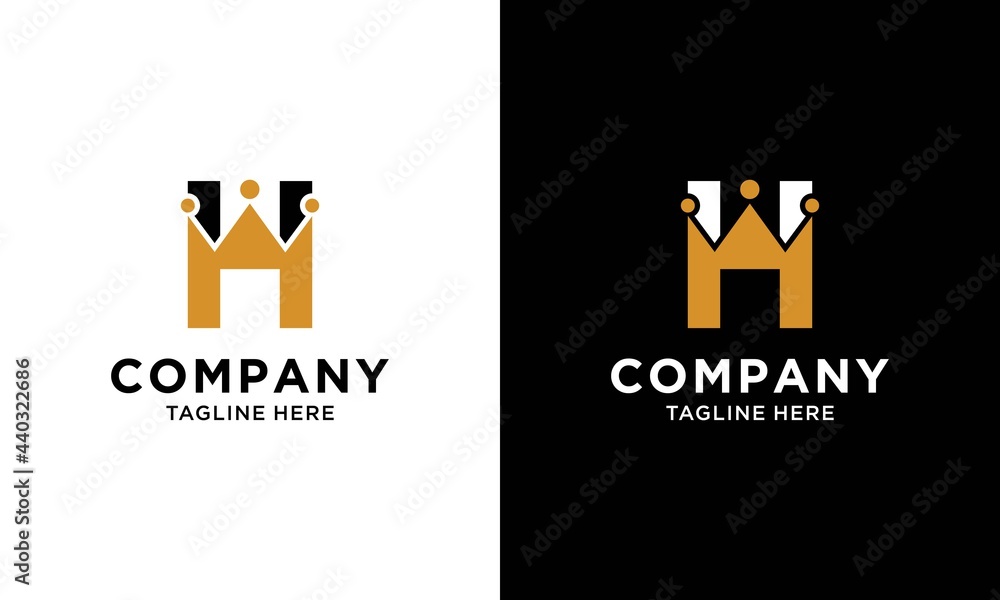 Letter H royal crown and luxury design template elements. Elegant ...