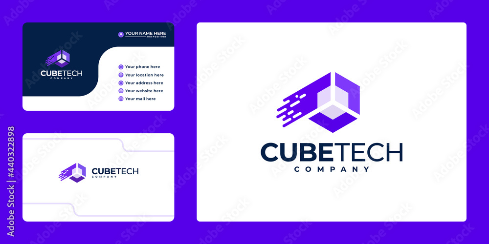 Cube Tech Logo Technology. Hexagon Tech Logo and business card Stock Vector | Adobe Stock