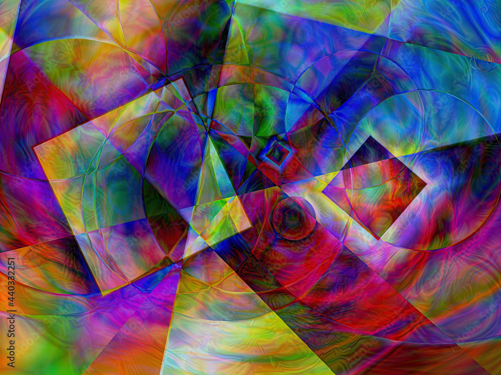 Abstract geometric color gradient illustration; squares and other ...