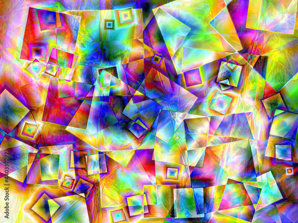 Abstract geometric color gradient illustration; squares and other ...