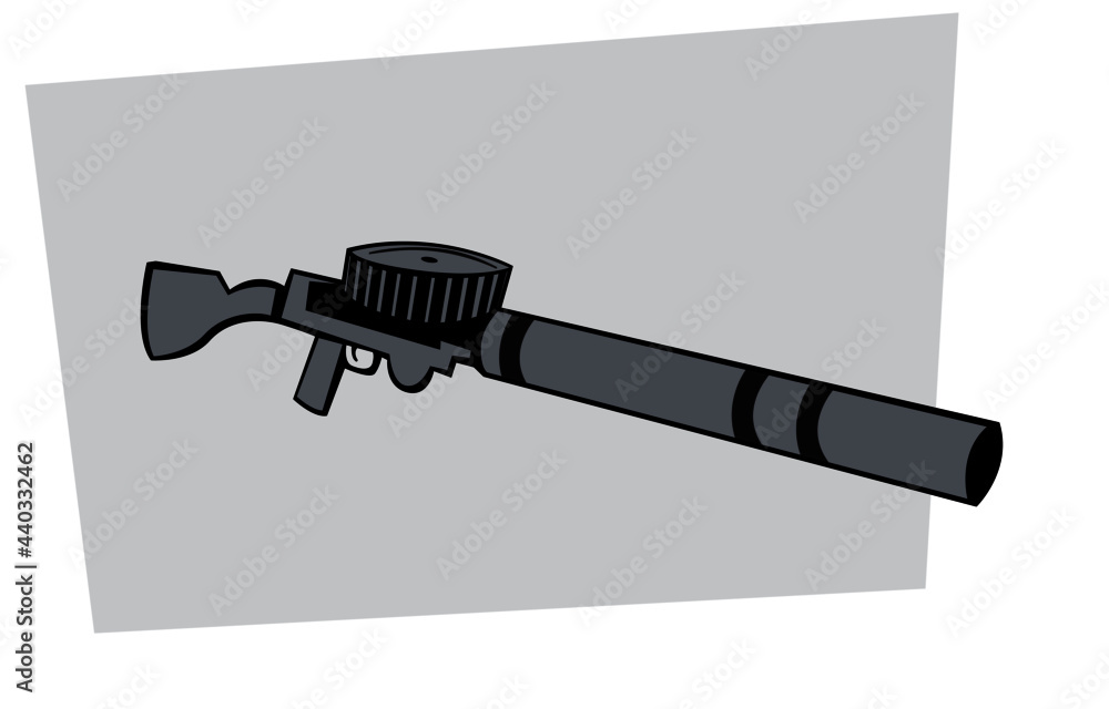 Vetor de Light machine gun of the First World War. LMG. Stylized ...