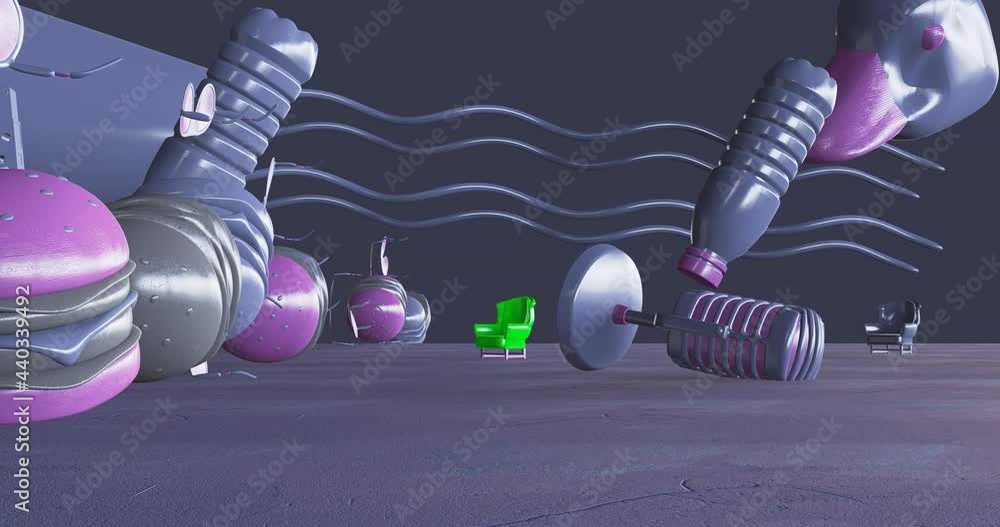Minimal 3d art. Animated stylish objects in geometric design space ...