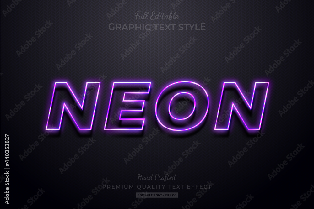 Neon Purple Editable Text Effect Font Style Stock Vector | Adobe Stock