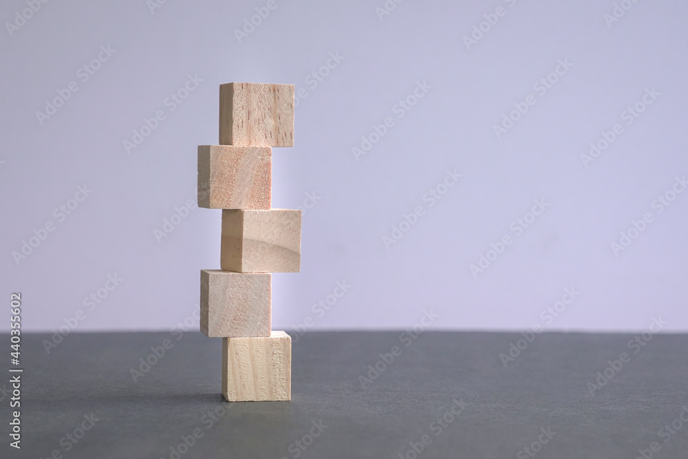 5 letter blank and wood block stacked up. Copy space. Stock Photo ...
