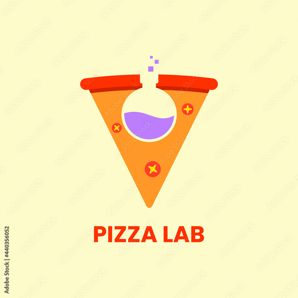 Pizza Lab Logo Concept. Pizza and Florence Flask. Flat, Simple, Modern ...