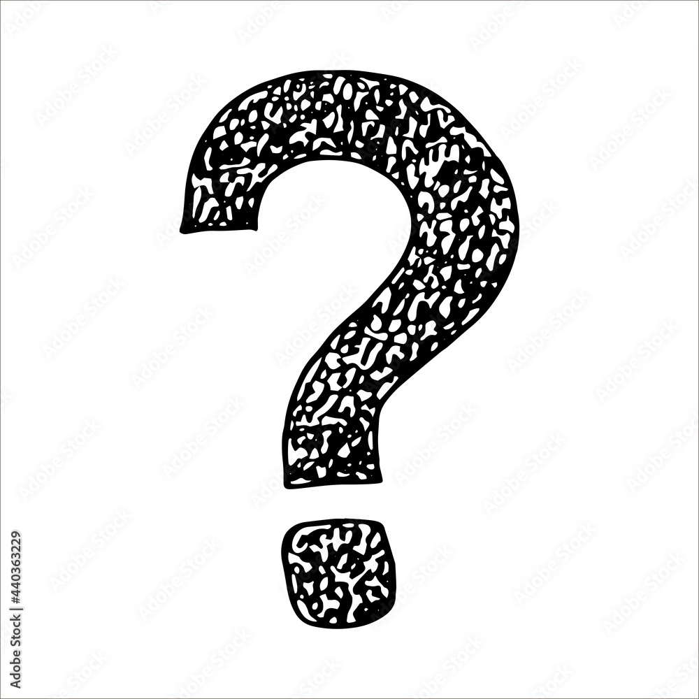 Question mark. Hand drawn illustration isolated on white background ...
