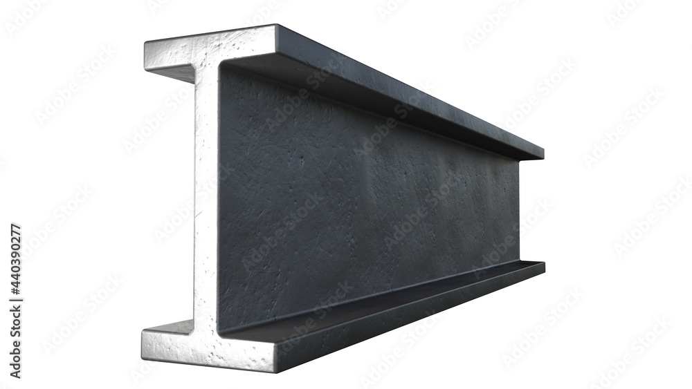 I-beam rolled metal, isolated design industrial 3D rendering Stock ...