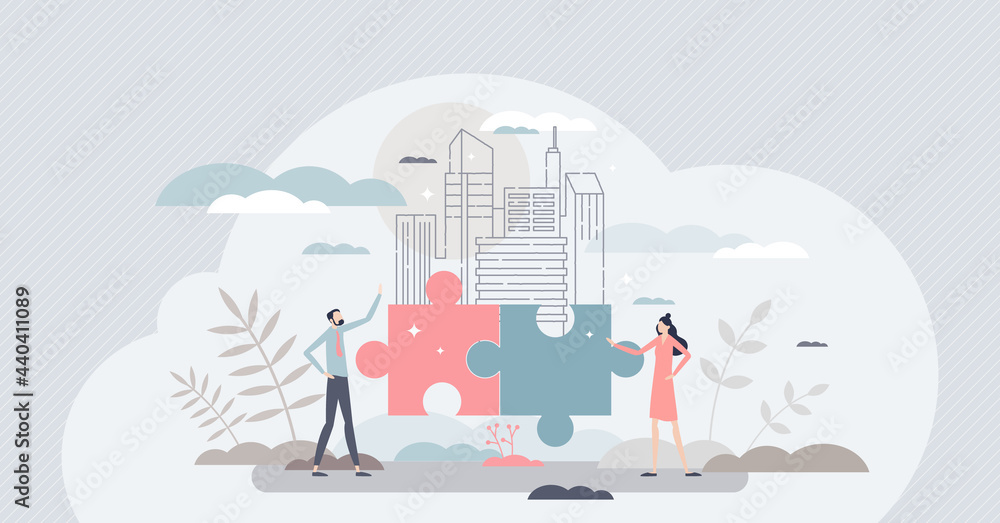 Joint venture collaboration strategy as business partnership for task ...