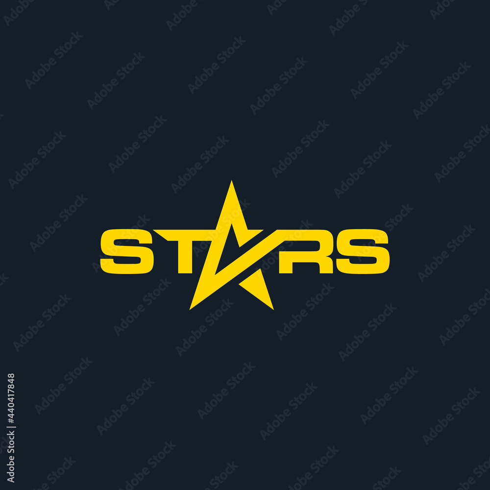 Vetor de logotype stars typography logo flat do Stock | Adobe Stock