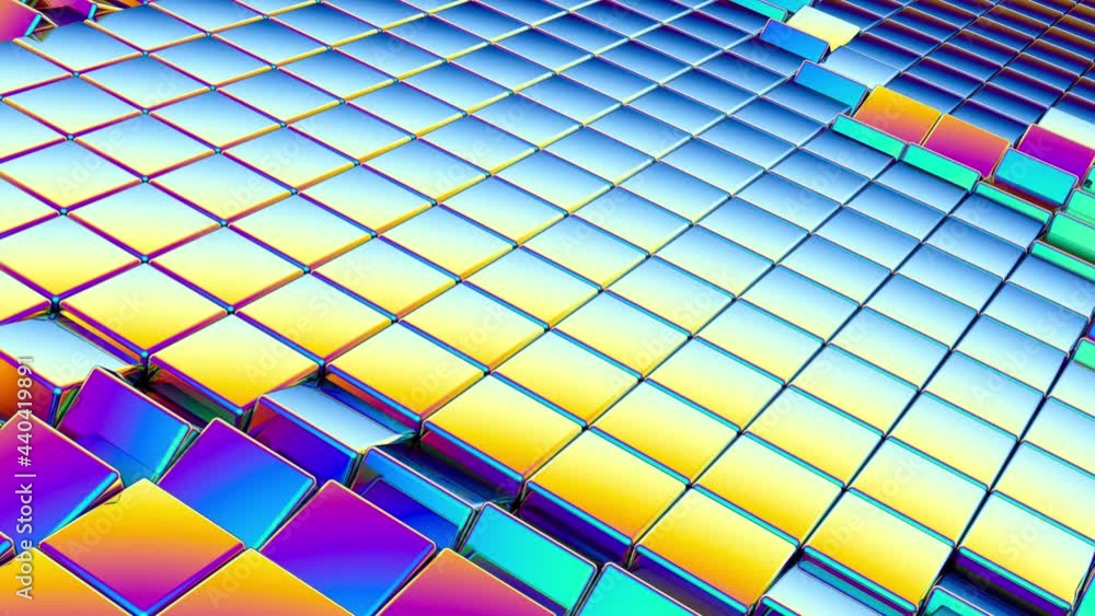 The camera looks from the side to a beautiful cube screensaver, where ...