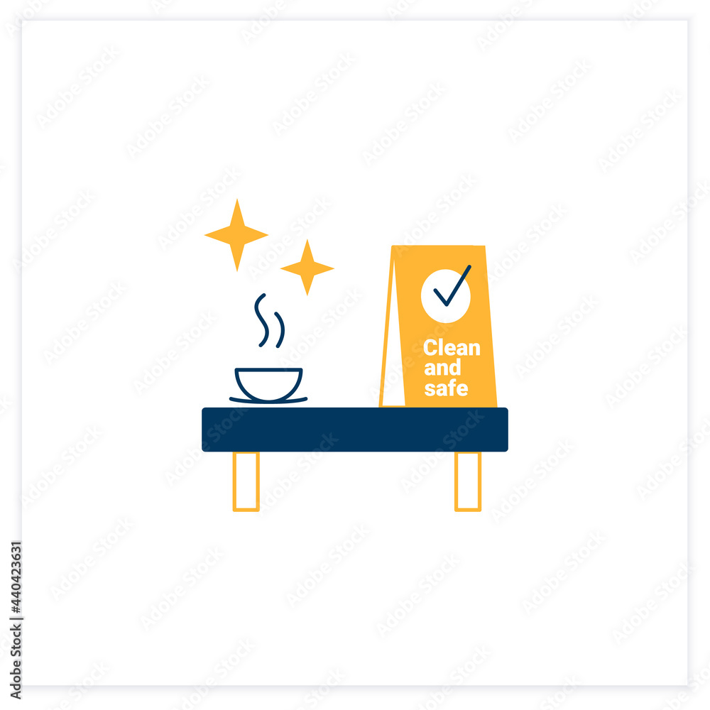 Clean and safe flat icon.Dicinfected place signification. Public spaces ...