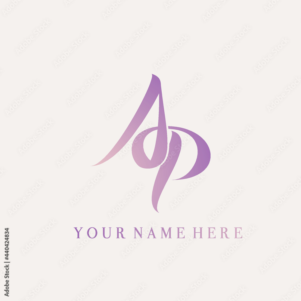 AP monogram logo.Calligraphic signature icon.Letter a and letter p ...