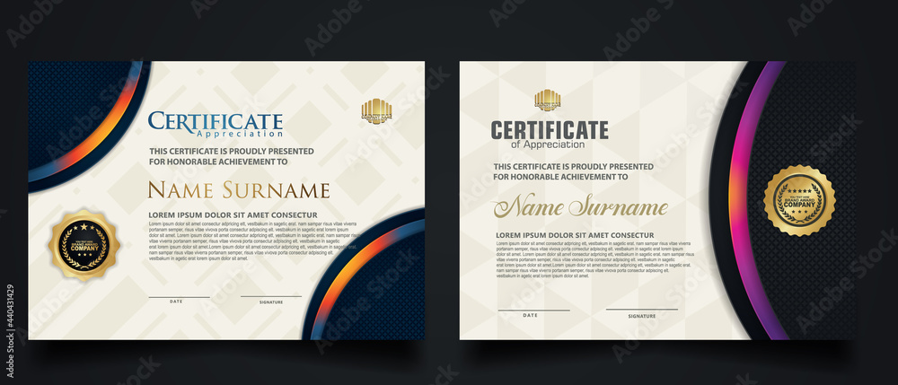 certificate template with Luxury realistic texture pattern and dynamic ...