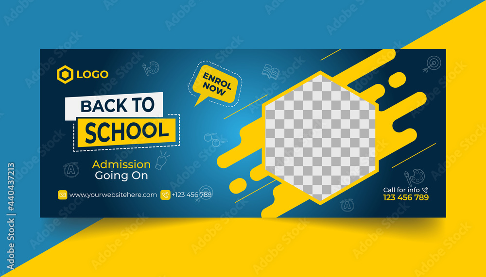 Back To School Ads Web Banner Design Concept For School Admission Open ...