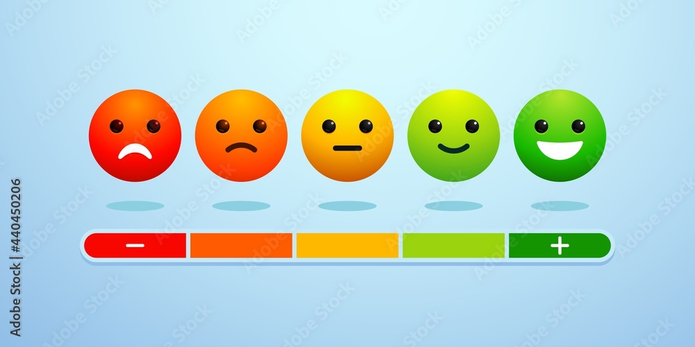 Feedback emotion scale icon vector. Customers feedback review concept ...