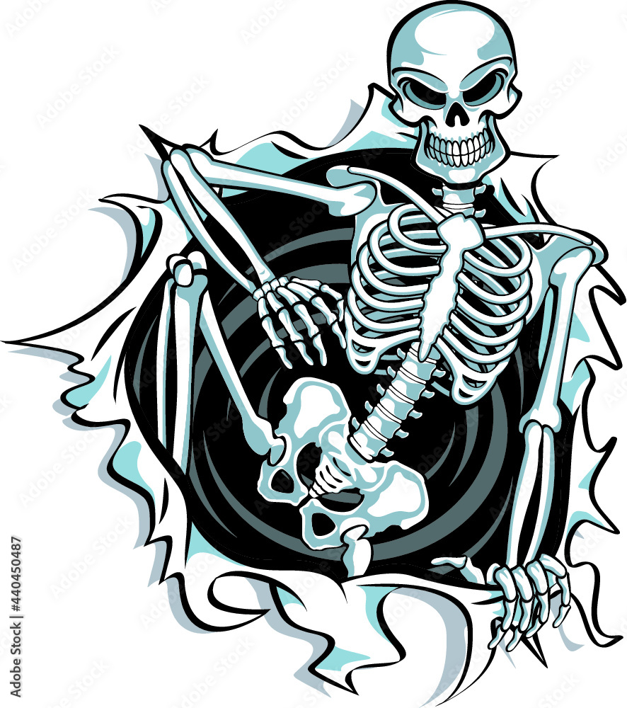 human skeleton ripping and tearing through the background Stock Vector ...