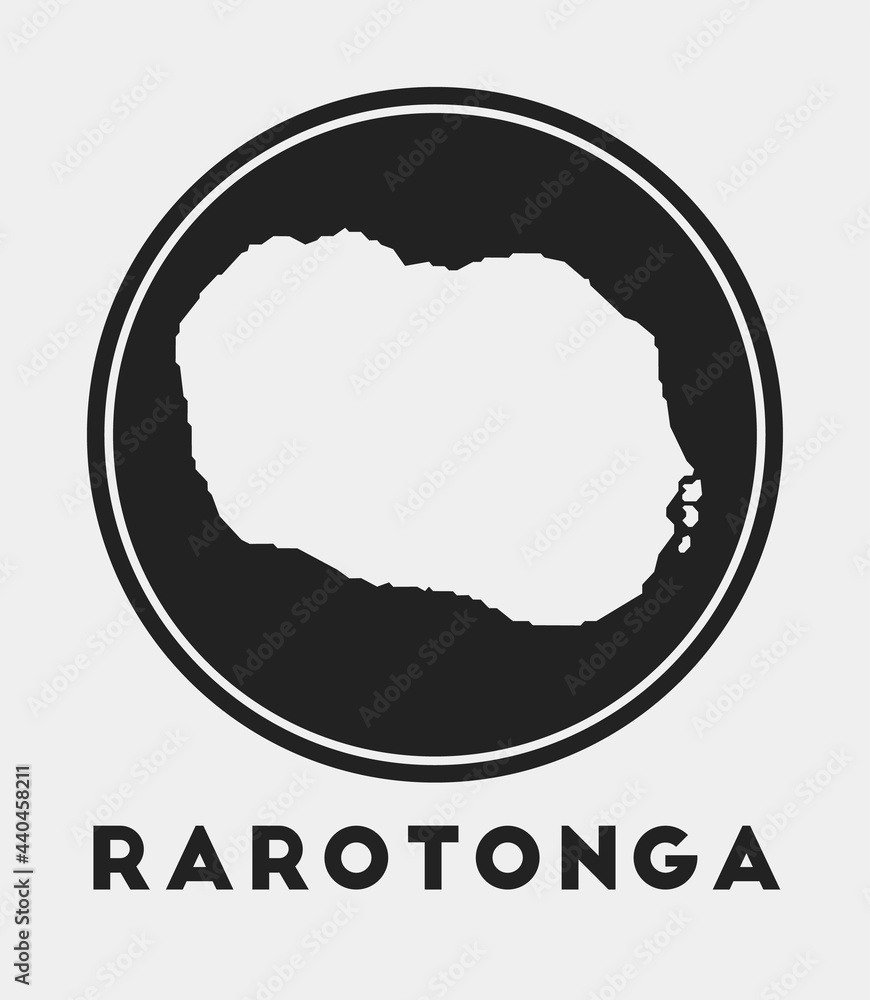 Rarotonga icon. Round logo with island map and title. Stylish Rarotonga ...